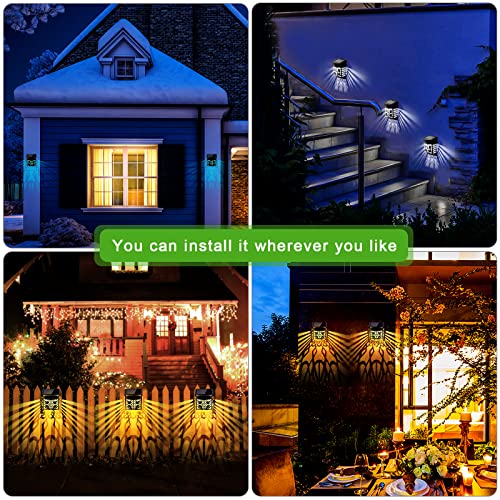 Solar Outdoor Lights, 8Pack Solar Garden Light for Fence, Waterproof Solar Wall Lights Security Light for Deck Steps Fence Garage Backyard Driveway Porch