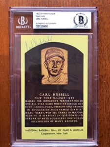 autographed carl hubbell hall of fame gold plaque beckett slabbed