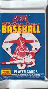 1989 score major league baseball card pack, unopened, 16 cards per pack