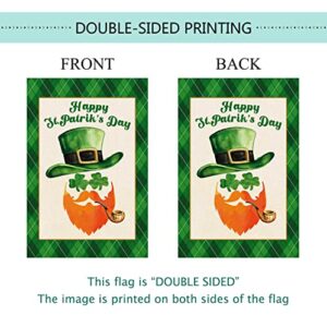 Baccessor St Patricks Day Garden Flag 12×18 Inch Double Sided Lucky Shamrock Clover Green Hat Welcome Burlap Yard Flags for Outside Yard Lawn Outdoor Irish St Patrick's Day Decoration