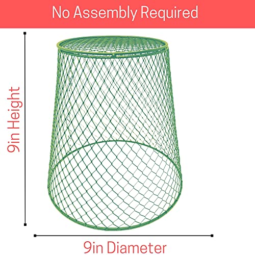 RE GOODS Chicken Wire Plant Cover – 6 Garden Cloche Baskets, Cage Protectors from Animals and Rabbits, Includes 18 Garden Stakes and 10 Waterproof Labels (Green)