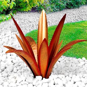 vexercisehoop metal agave yard art, tequila rustic garden sculpture statue, metal agave plants outdoor decor, agave metal plants for yard, garden lawn ornaments (red)