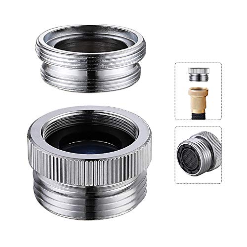 Faucet Adapter with Aerator Kitchen Sink Faucet Adapter Kit to Garden Hose for 55/64" Female to 3/4" Male Faucet Adapater, Chrome Finished