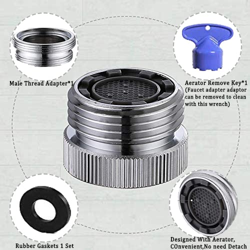 Faucet Adapter with Aerator Kitchen Sink Faucet Adapter Kit to Garden Hose for 55/64" Female to 3/4" Male Faucet Adapater, Chrome Finished