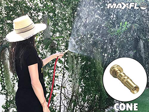 MAXFLO High Pressure Hose Nozzle [2 Pack] Heavy Duty | Brass Water Hose Nozzles for Garden Hoses | Adjustable Function | Fits Standard Hoses, Garden Sprayer, Spray Nozzle, Power Washer Nozzle