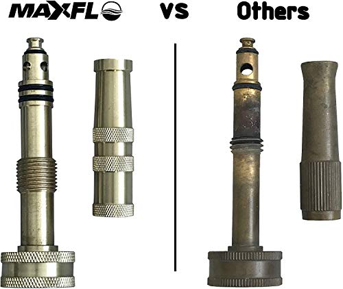 MAXFLO High Pressure Hose Nozzle [2 Pack] Heavy Duty | Brass Water Hose Nozzles for Garden Hoses | Adjustable Function | Fits Standard Hoses, Garden Sprayer, Spray Nozzle, Power Washer Nozzle