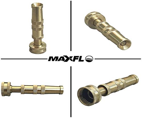 MAXFLO High Pressure Hose Nozzle [2 Pack] Heavy Duty | Brass Water Hose Nozzles for Garden Hoses | Adjustable Function | Fits Standard Hoses, Garden Sprayer, Spray Nozzle, Power Washer Nozzle