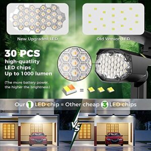 30 LEDs Solar Spot Lights Outdoor, 2 Modes Cold & Warm White Adjustable Solar Landscape Spotlights, IP68 Waterproof, Solar Outdoor Lights for Yard Garden Driveway Porch Walkway Pool Patio, 2 Pack