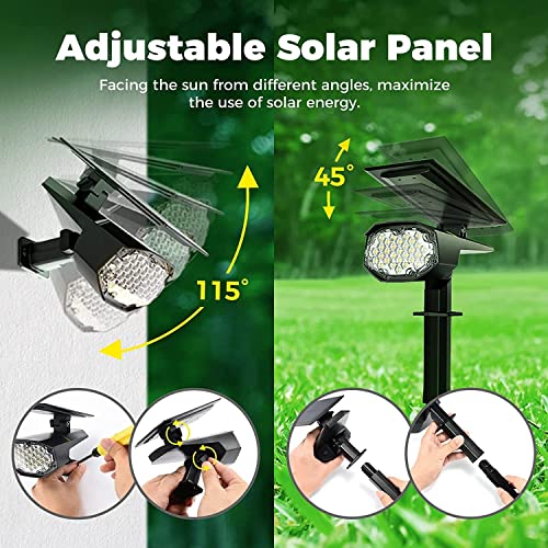 30 LEDs Solar Spot Lights Outdoor, 2 Modes Cold & Warm White Adjustable Solar Landscape Spotlights, IP68 Waterproof, Solar Outdoor Lights for Yard Garden Driveway Porch Walkway Pool Patio, 2 Pack