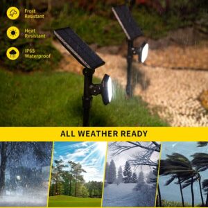 ROSHWEY Solar Lights Outdoor, 22 LED 700 Lumens Bright Solar Powered Flood Lights Waterproof Spotlight Outside Lights for Garden, Driveway, Pathway, Walkway - Cool White, 2 Pack