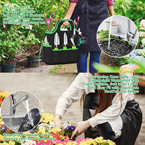 84 PCS Garden Tools Set,10pcs Succulent Tools Set Included 6pcs Heavy Duty Aluminum Gardening Hand Tools with Garden Tool Bag,Knee Pads Gloves Sprayer etc. Gardening Gifts for Men Women Garden Gifts