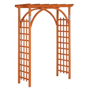 vingli 85in wooden garden arbor, wedding arch for ceremony, wood garden trellis for plant climbing, christmas garden decor pergola for garden backyard, lawn (teak)