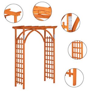 VINGLI 85in Wooden Garden Arbor, Wedding Arch for Ceremony, Wood Garden Trellis for Plant Climbing, Christmas Garden Decor Pergola for Garden Backyard, Lawn (Teak)