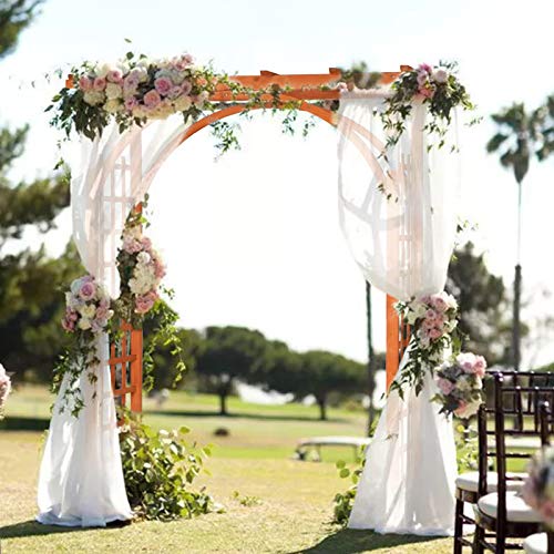 VINGLI 85in Wooden Garden Arbor, Wedding Arch for Ceremony, Wood Garden Trellis for Plant Climbing, Christmas Garden Decor Pergola for Garden Backyard, Lawn (Teak)