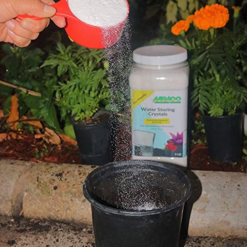 AABACO Water Storing Crystals - for Indoor & Outdoor Plants - Mix Crystals with Soil to Reduce The Amount of Watering Needed - Protect Against Heat - Watch Your Garden & Plant Grow (1LB)