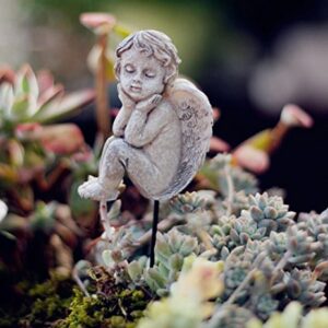 MUAMAX Decorative Angel Garden Stakes Miniature Angel Fairy Garden Angel Small Memorial Statue