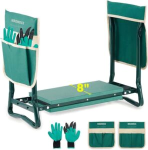 mbqmbss garden kneeler and seat, heavy duty garden kneeler seat, portable gardening tools, foldable eva garden helper seat with 2 tool pockets, premium gardening gift for arthritis gardeners