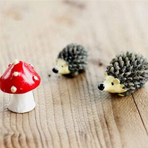 Danmu Resin Mini Hedgehogs and Mushroom, Miniature Figurines, Fairy Garden Accessories, Fairy Garden Supplies, Fairy Garden Animals for Fairy Garden, Micro Landscape, Plant Pots, Bonsai Craft Decor