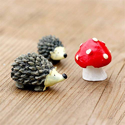 Danmu Resin Mini Hedgehogs and Mushroom, Miniature Figurines, Fairy Garden Accessories, Fairy Garden Supplies, Fairy Garden Animals for Fairy Garden, Micro Landscape, Plant Pots, Bonsai Craft Decor