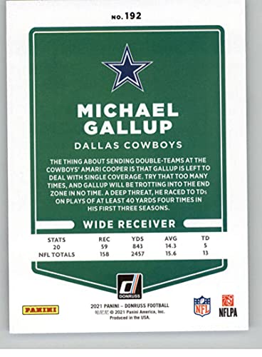 2021 Donruss #192 Michael Gallup Dallas Cowboys NFL Football Trading Card