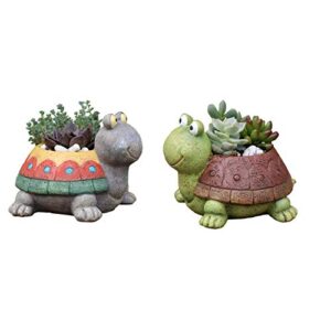 Youfui Turtle Plant Pot Flowerpot Animal Garden Pots Resin Succulent Pots Planter Bonsai Plant Holder for Home Office Desk Mini Ornament