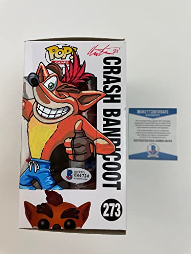 Brendan O' Brien signed Funko Pop Crash Bandicoot Hand Painted Sketch Beckett