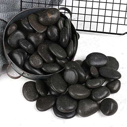 FANTIAN 5 Pounds Black Natural Decorative River Pebbles – 2-3 Inch Black Polished Decorative Pebbles for Garden Landscaping, Home Décor, Outdoor Paving River Rocks, Rocks for Painting