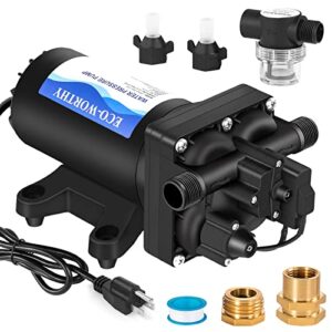 eco-worthy industrial water pressure diaphragm pump 110v 5.5gpm 55psi on demand rv fresh water pump 110volt include garden hose adapters for transfer booster water heater barrel sprinkle irrigation