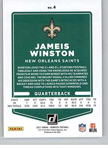 2021 Donruss #4 Jameis Winston New Orleans Saints NFL Football Trading Card