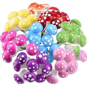 64 pieces mini mushrooms for miniature garden pvc mushrooms miniature figurines colorful miniature garden ornaments model garden accessories for micro landscape, plant pots, bonsai craft decor