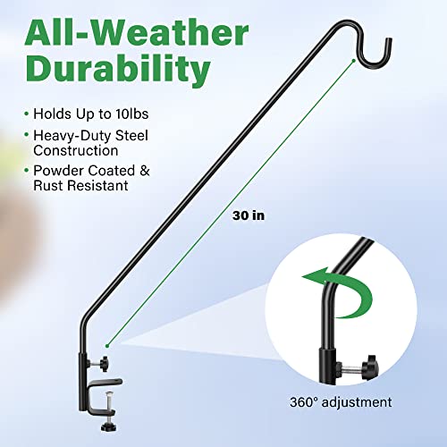 Ointo Garden Heavy Duty Deck Hook, Single Piece Solid Rod, Adjustable-360 Degree Rotary,Wall Hanging, for Bird Feeders, Planters, Suet Baskets, Lanterns, Wind Chimes, Potted Plants & More!