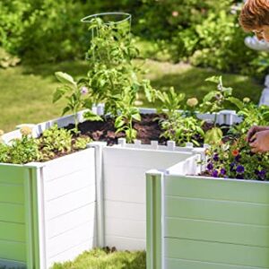 Vita Classic 6 Foot x 6 Foot x 22 inch White Vinyl Keyhole Garden with Composting Basket, BPA, Pthalate Free, VT17107