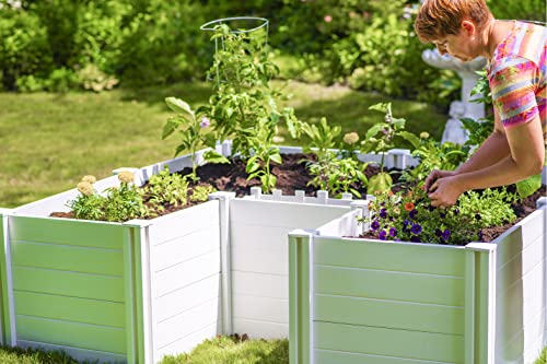 Vita Classic 6 Foot x 6 Foot x 22 inch White Vinyl Keyhole Garden with Composting Basket, BPA, Pthalate Free, VT17107