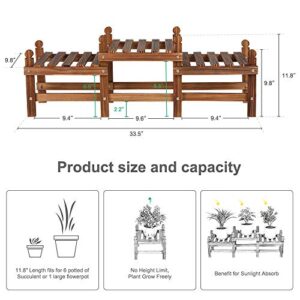 Tovacu Wood Flower Stand Small Plant Stand Indoor Outdoor Plant Shelf Low Window Shelf for Plants Windowsill Plant Rack for Patio Balcony Hallway Garden (33.5”Long,Multiple Combination Way)