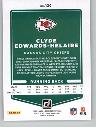 2021 Donruss #120 Clyde Edwards-Helaire Kansas City Chiefs NFL Football Trading Card