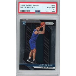 graded 2018-19 panini prizm miles bridges #278 rookie rc basketball card psa 10 gem mint