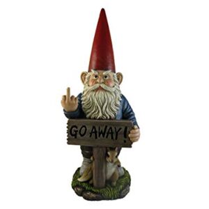 DWK Flipping Off Angry Outdoor Front Porch Garden Gnome Large Statue | Yard Ornaments Outdoors | Gnomes Garden and Yard Stuff | Fairy Garden Accessories Outdoor - 18"