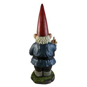 DWK Flipping Off Angry Outdoor Front Porch Garden Gnome Large Statue | Yard Ornaments Outdoors | Gnomes Garden and Yard Stuff | Fairy Garden Accessories Outdoor - 18"