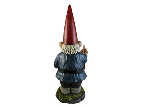 DWK Flipping Off Angry Outdoor Front Porch Garden Gnome Large Statue | Yard Ornaments Outdoors | Gnomes Garden and Yard Stuff | Fairy Garden Accessories Outdoor - 18"