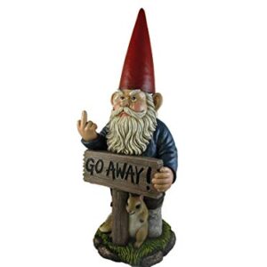 DWK Flipping Off Angry Outdoor Front Porch Garden Gnome Large Statue | Yard Ornaments Outdoors | Gnomes Garden and Yard Stuff | Fairy Garden Accessories Outdoor - 18"