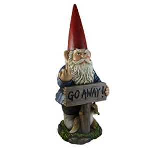 DWK Flipping Off Angry Outdoor Front Porch Garden Gnome Large Statue | Yard Ornaments Outdoors | Gnomes Garden and Yard Stuff | Fairy Garden Accessories Outdoor - 18"