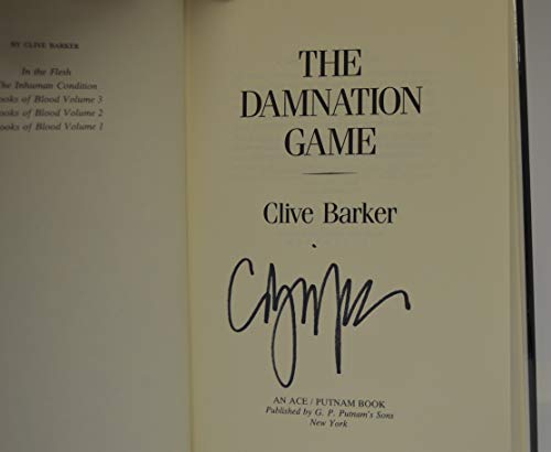 CLIVE BARKER signed The Damnation Game (Hardcover) First Edition/First Printing