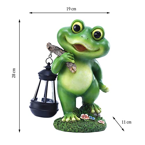 CFFOWNUG Frog Garden Decoration with Solar Lantern,Resin Solar Frog Statue with Solar Lights Outdoor Garden Frog Decor for Pathway Yard Lawn Patio Decorations