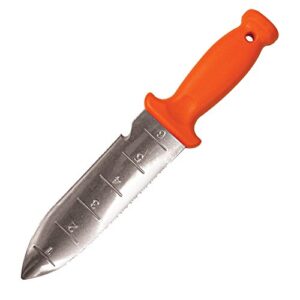 a.m. leonard deluxe soil knife, orange – hori hori w/ 6-inch stainless steel blade