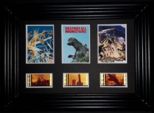 destroy all monsters godzilla framed trio 3 film cell display collectible movie memorabilia complements poster book theater