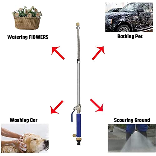 Extendable Hydro Jet Washer High Pressure Power Washer Wand with Hose Nozzle Garden Watering Sprayer Wand Lance for Car Pet Gutter Patio Window