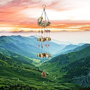 Bird Nest Wind Chimes,Wind Chimes for Outside with 12 Wind Bells for Glory Mothers Love Gift,Bird Bells Chimes Hanging Decoration for Outside Garden Yard Church, Bronze Wind Chimes