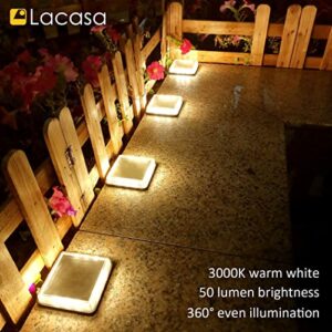 Solar Deck Lights, Driveway Walkway Dock Light Solar Powered Outdoor Stair Step Pathway LED Lamp for Backyard Patio Garden Ground, auto On/Off - Warm White - Square - 4 Pack