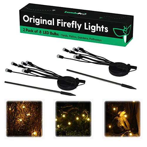 Lumin PRO Solar Lights Outdoor Waterproof Firefly Lights | Bendable & Adjustable | 8LED 2 Pack | Solar Outdoor Lights | Garden, Pathways, Yards, Patios, Landscapes | Outdoor Lights for Patio