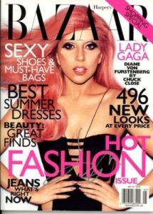 lady gaga signed autographed harper’s bazaar magazine